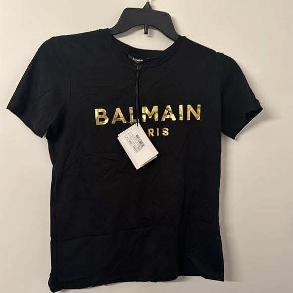Balmain | Tops | Final Price 75 Balmain Womens Tee Black With Gold ...